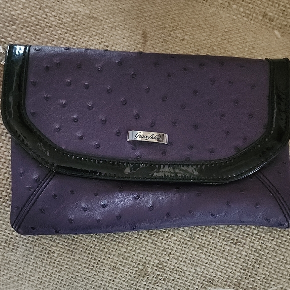 Grace Adele | Bags | Grace Adele Purple And Black Quilted Clutch | Poshmark